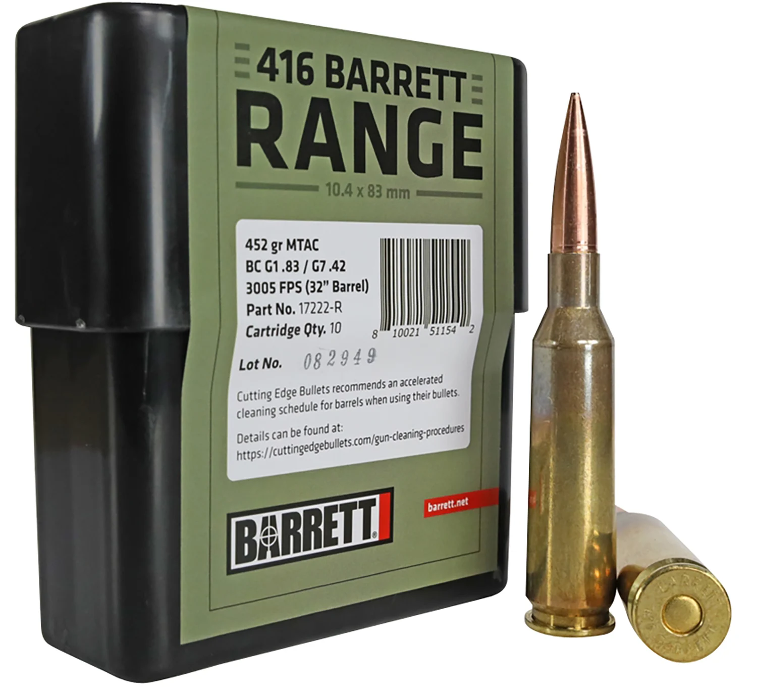 Barrett 17222R Range 416Barrett 450gr MTAC 10/Box - Sharp’s Shooting Supply